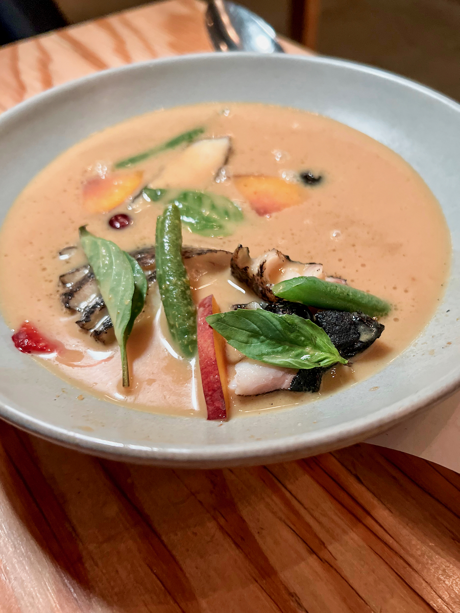 Stone fruit curry, black-lime cod, green bean, blueberry - Will Wander ...